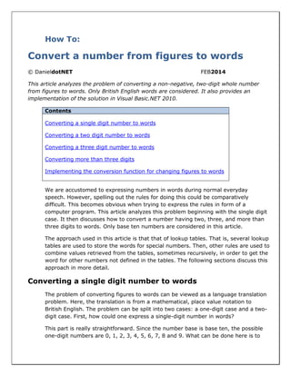 Convert Numbers to Words with Visual Basic.NET