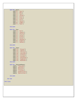 Convert Numbers to Words with Visual Basic.NET