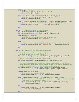 Convert Numbers to Words with Visual Basic.NET