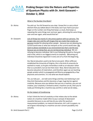 Jim Alvino Interview of Dr Amit Goswami Part 2 Transcript | PDF