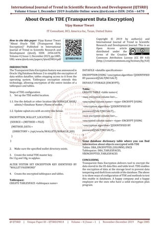 About Oracle TDE (Transparent Data Encryption) | PDF