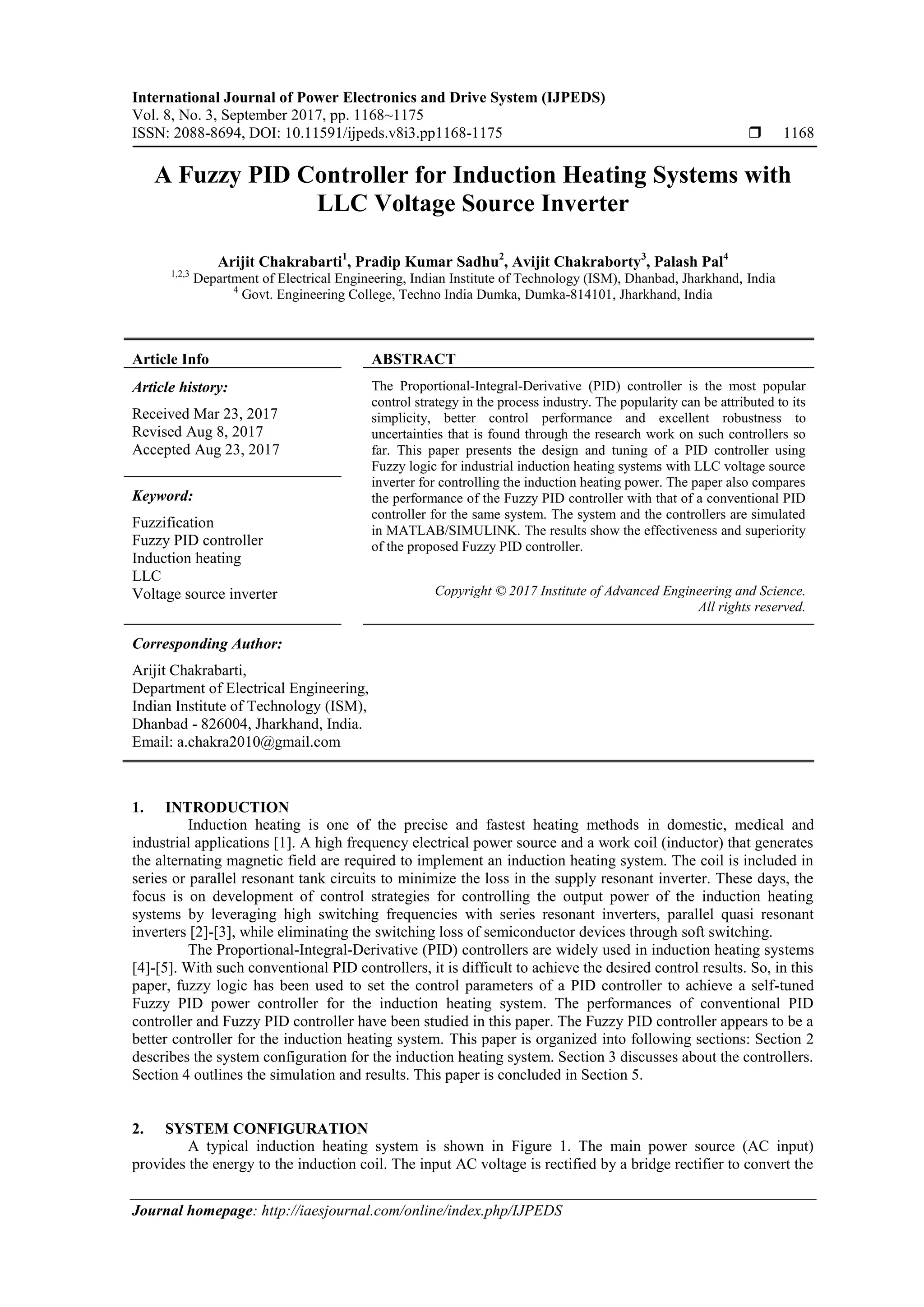 A Fuzzy PID Controller for Induction Heating Systems with LLC Voltage Source Inverter | PDF