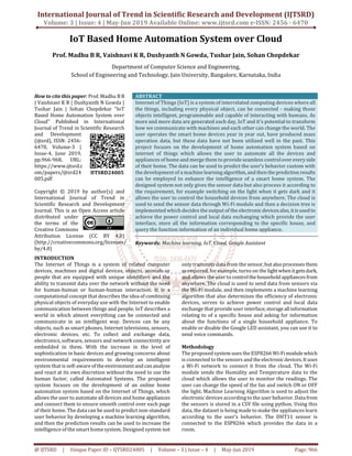 IoT Based Home Automation System over Cloud | PDF