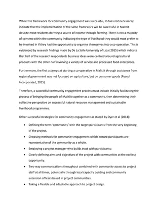 Community driven livelihood and conservation programmes in Barangay ...