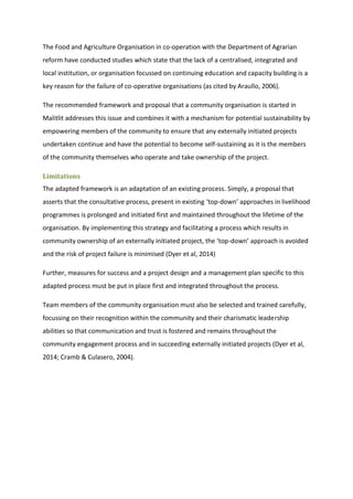 Community driven livelihood and conservation programmes in Barangay ...