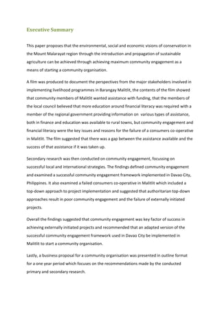 Community driven livelihood and conservation programmes in Barangay ...