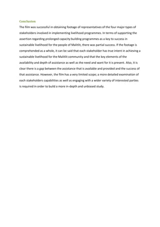 Community driven livelihood and conservation programmes in Barangay ...