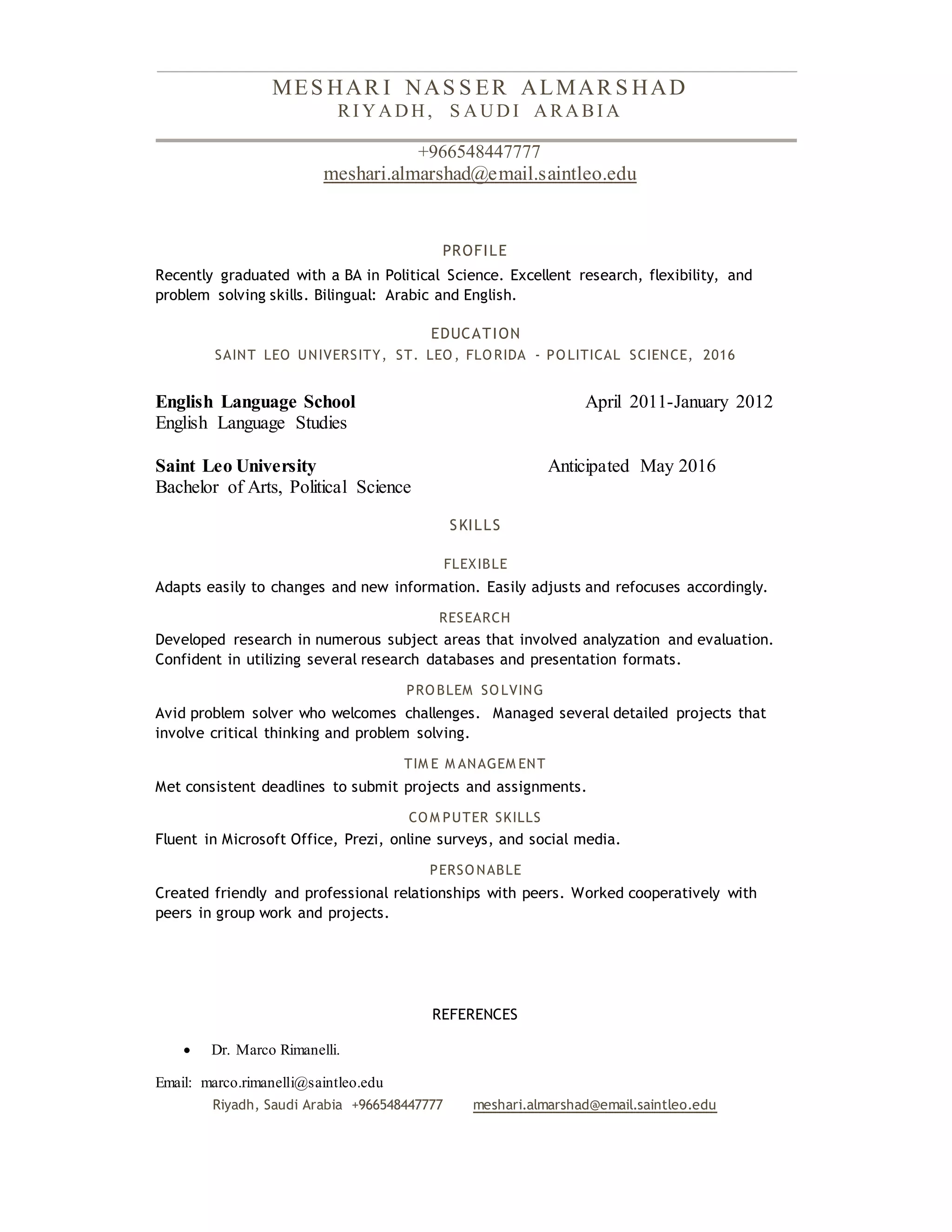 Meshari Resume | PDF