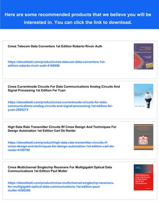 Cmos Data Converter For Communications 1st Edition Mikael Gustavsson | PDF