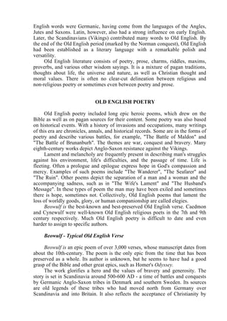 Old English Literature Poems