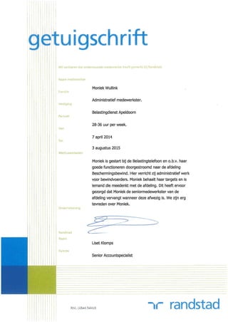 getuigschrift Randstad | PDF