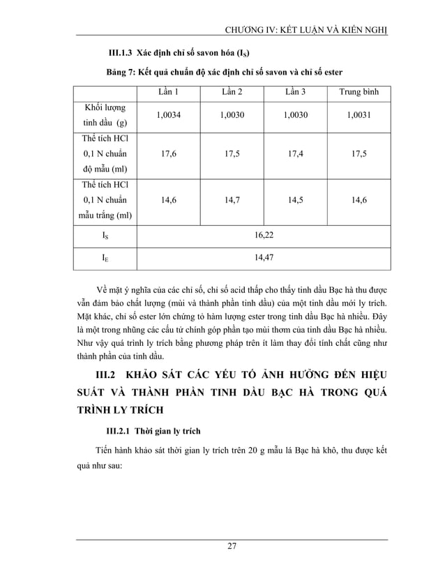 LY TRÍCH VÀ KHẢO SÁT THÀNH PHẦN HÓA HỌC CỦA TINH DẦU BẠC HÀ (MENTHA ...