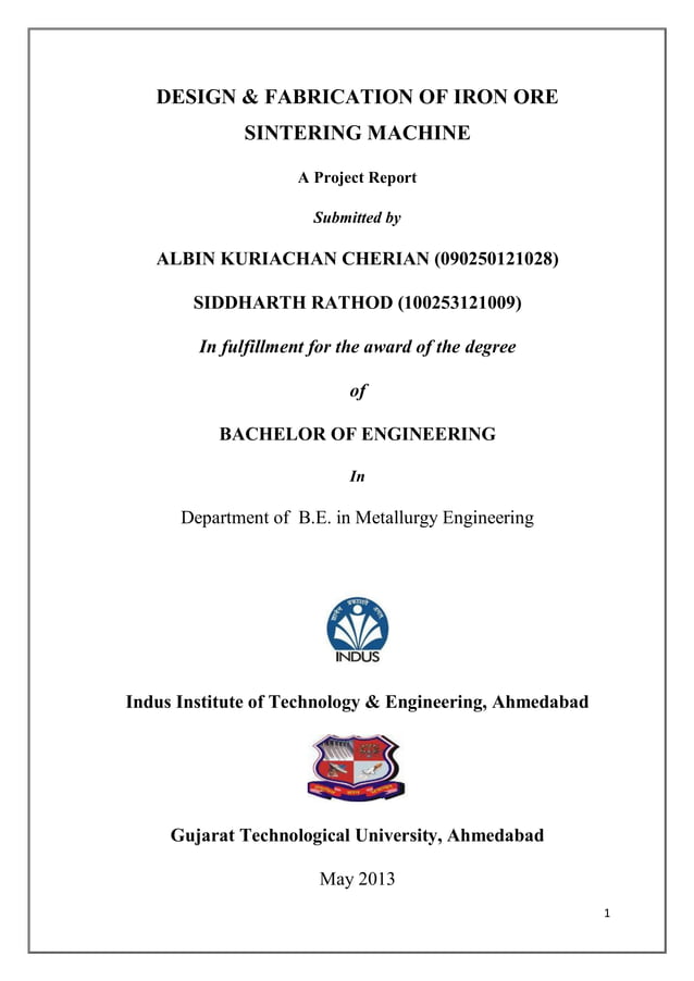 Design And Fabrication Of Iron Ore Sintering Machine | PDF