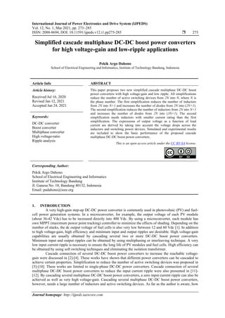 Simplified cascade multiphase DC-DC boost power converters for high ...
