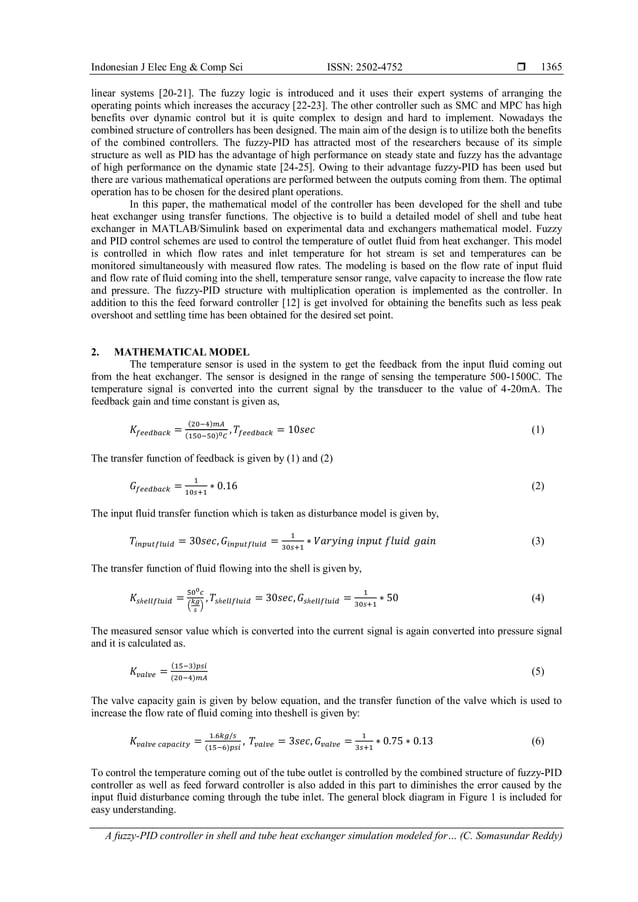 A fuzzy-PID controller in shell and tube heat exchanger simulation modeled for temperature ...