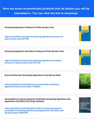 Scheduling Algorithms Prof Dr Peter Brucker Auth | PDF