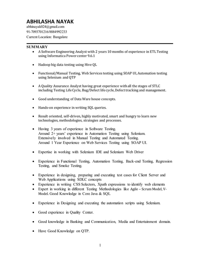 Resume Abhilasha Nayak 3 years | DOCX | Databases | Computer Software and Applications