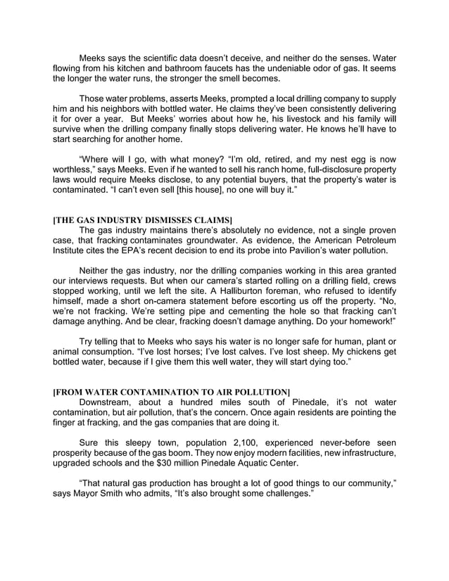 WRITING SAMPLE - Fracking Boom, The Story of Louis Meeks | PDF