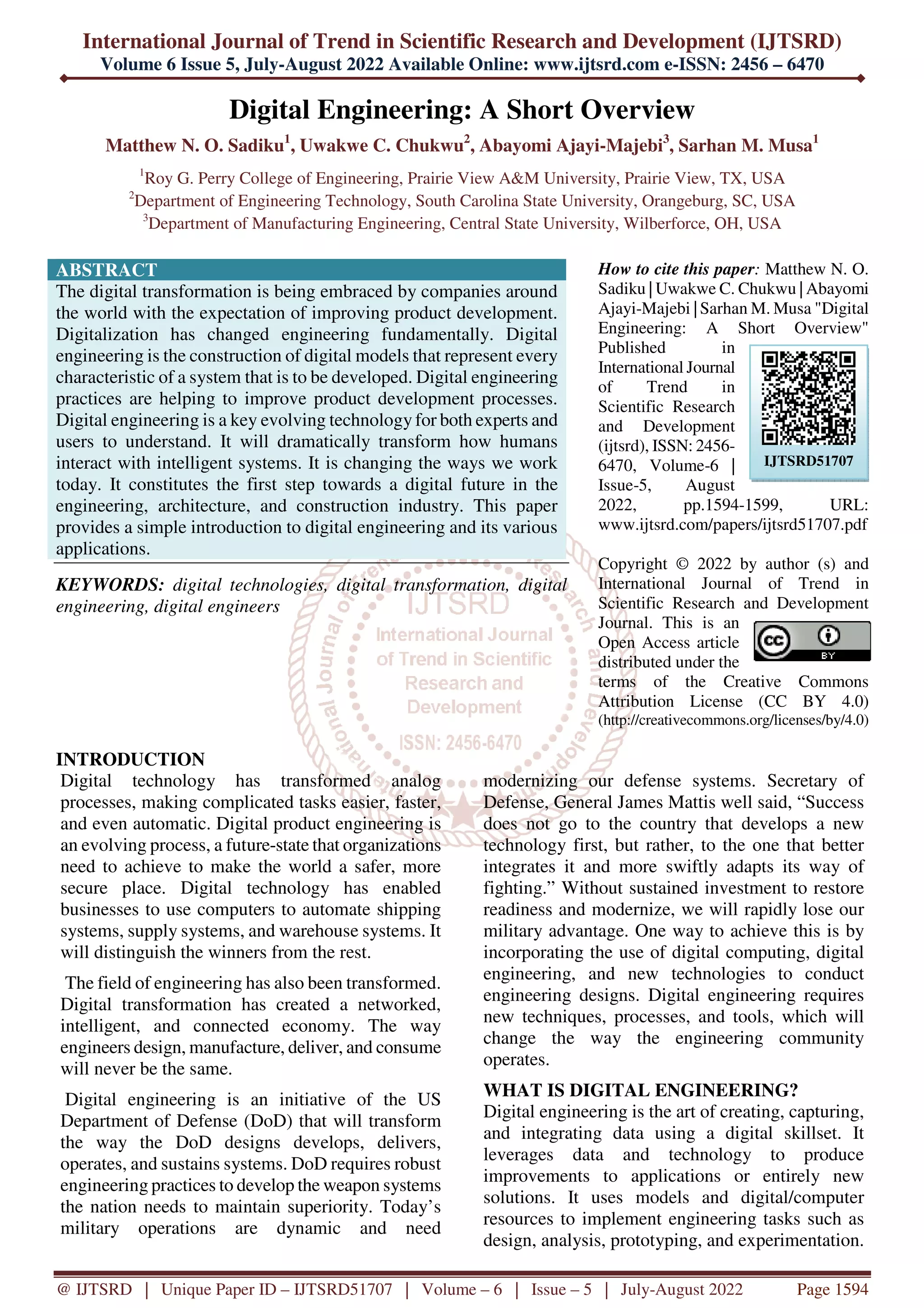 Digital Engineering A Short Overview | PDF