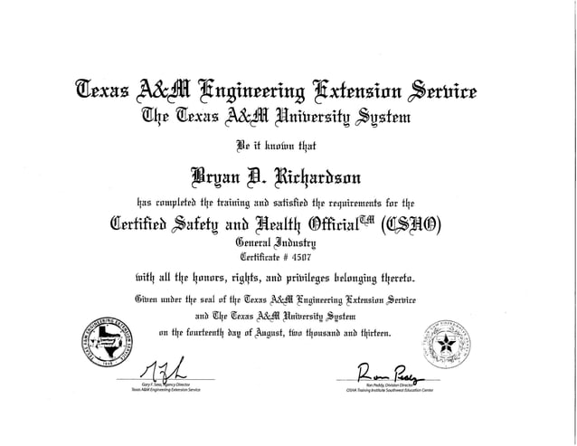 CSHO Certificate | PPT