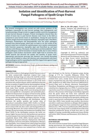 Isolation and Identification of Post-Harvest Fungal Pathogens of Spoilt Grape Fruits | PDF