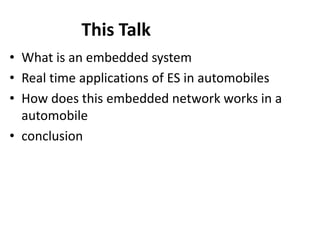 Embedded systems in automobiles | PPTX