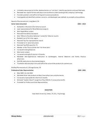 Mindy Molica Resume- 2016 (2) | DOCX | Sales | Business