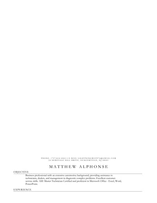 Matthew_Alphonse Resume 2016 | PDF