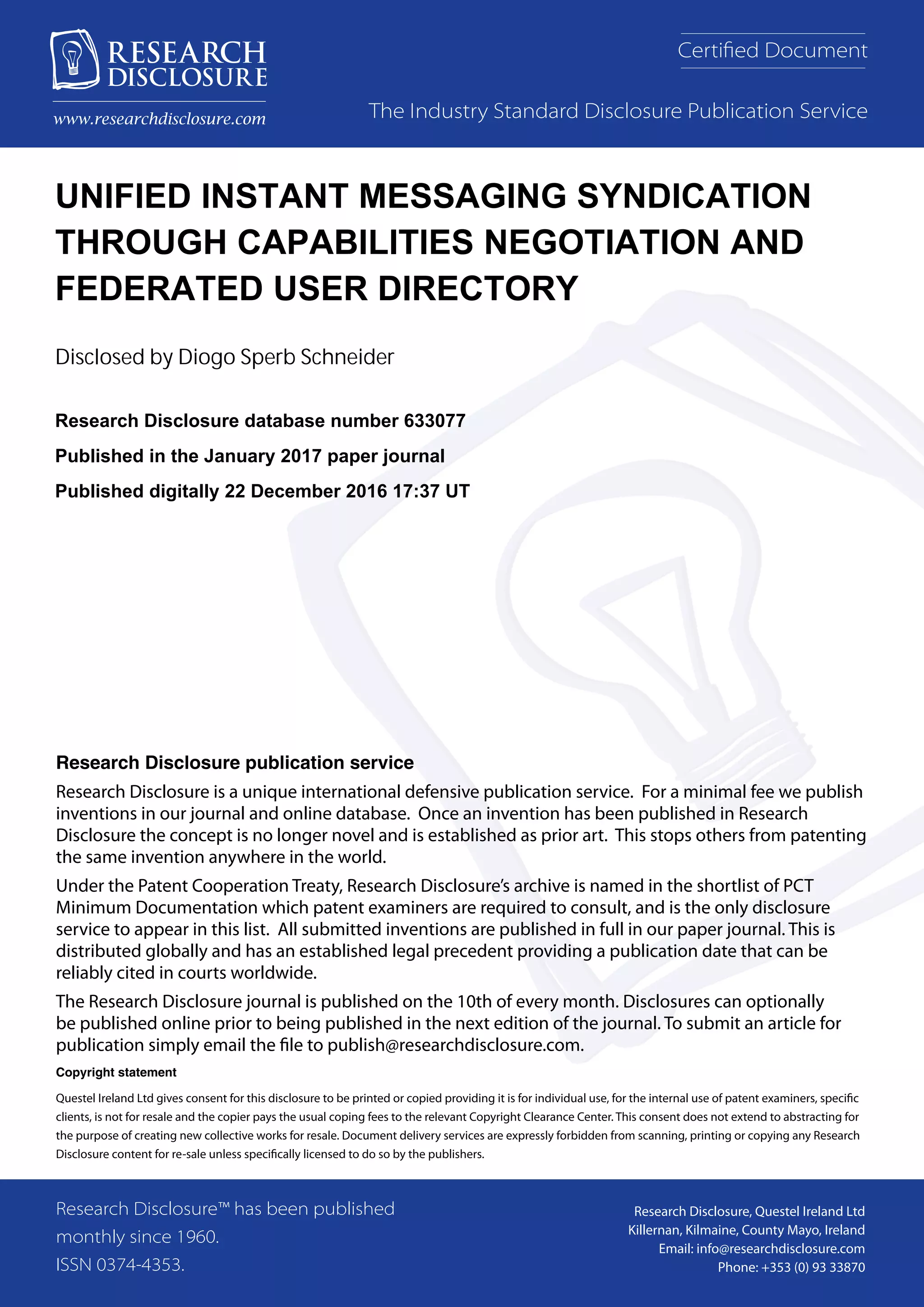 RD633077 - Unified Instant Messaging Syndication Through Capabilities ...