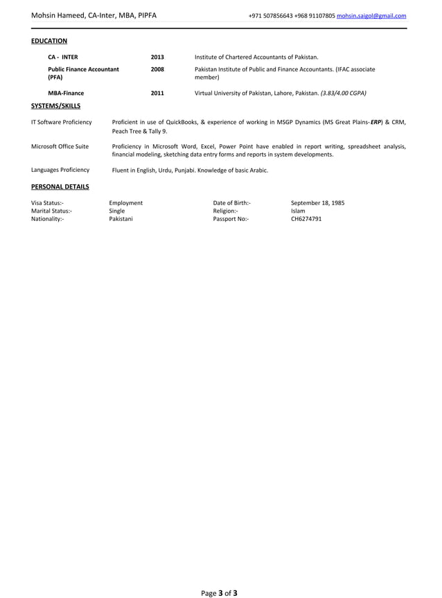 Mohsin CV | DOC