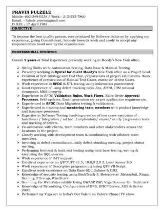 Pravin Fulzele CV | PDF