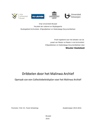 Masterproef_Wouter_Kesteloot_Archivistiek | PDF