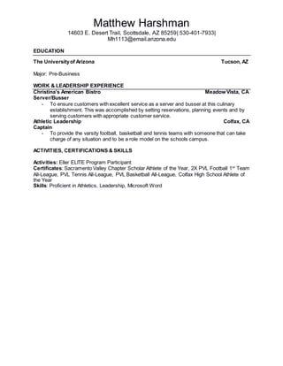 Matthew Harshman Resume 2016 | DOCX