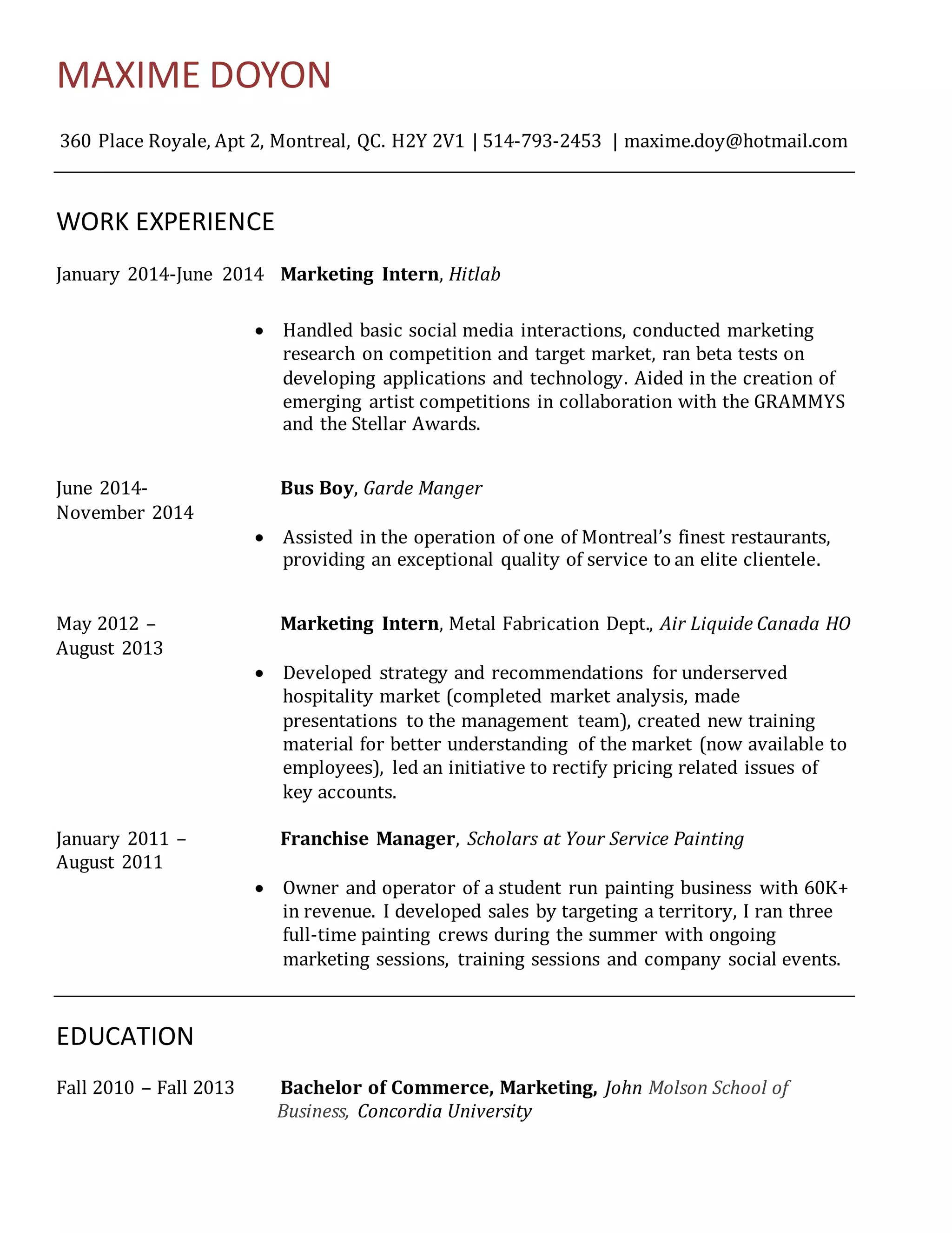 Maxime.Doyon.Resume.ENGLISH12-14 | DOCX