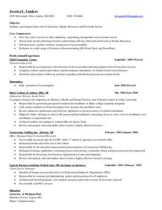 Jessica L Linders Resume 2015 | PDF