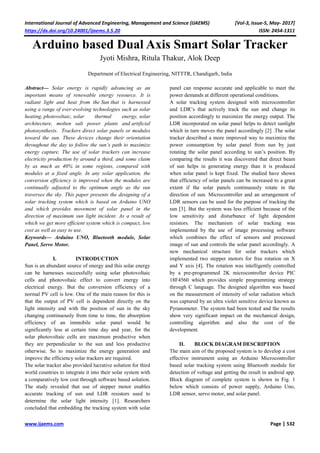 Arduino based Dual Axis Smart Solar Tracker | PDF