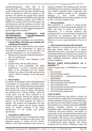 A Review on Solid Self Micro emulsifying Drug Delivery System A Method ...