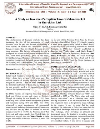 A Study on Investors Perception Towards Sharemarket in Sharekhan Ltd | PDF