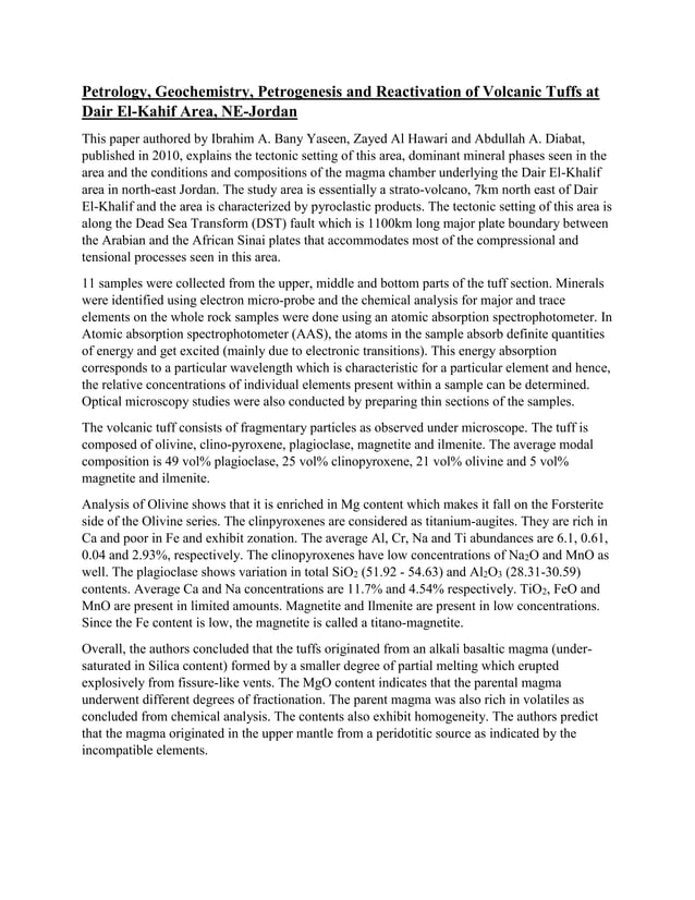 Volcanic Tuff | PDF | Chemistry | Science