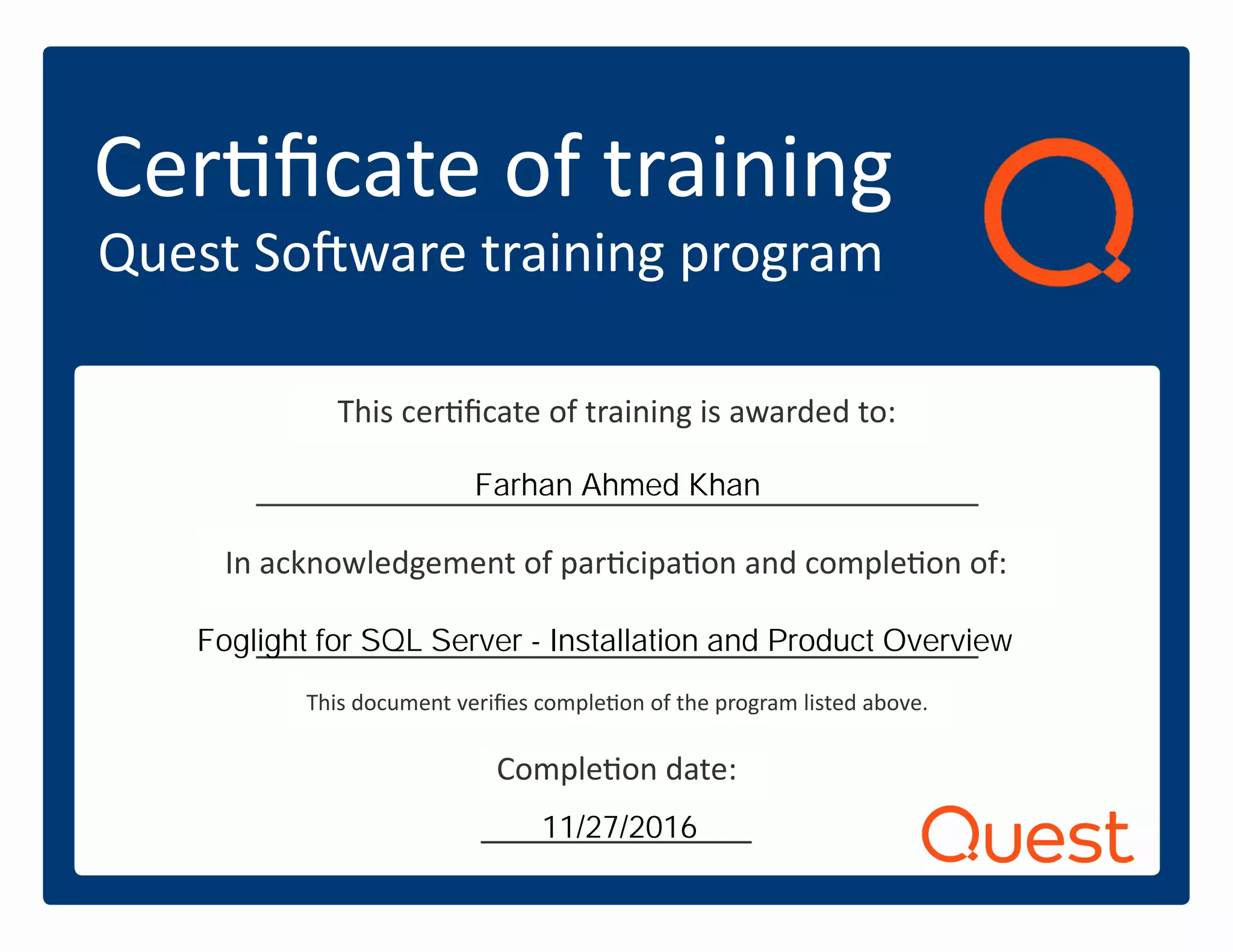 Farhan Ahmed Khan - Foglight for SQL Server - Installation and Product ...