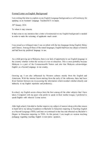 Formal Letter on English Background | PDF