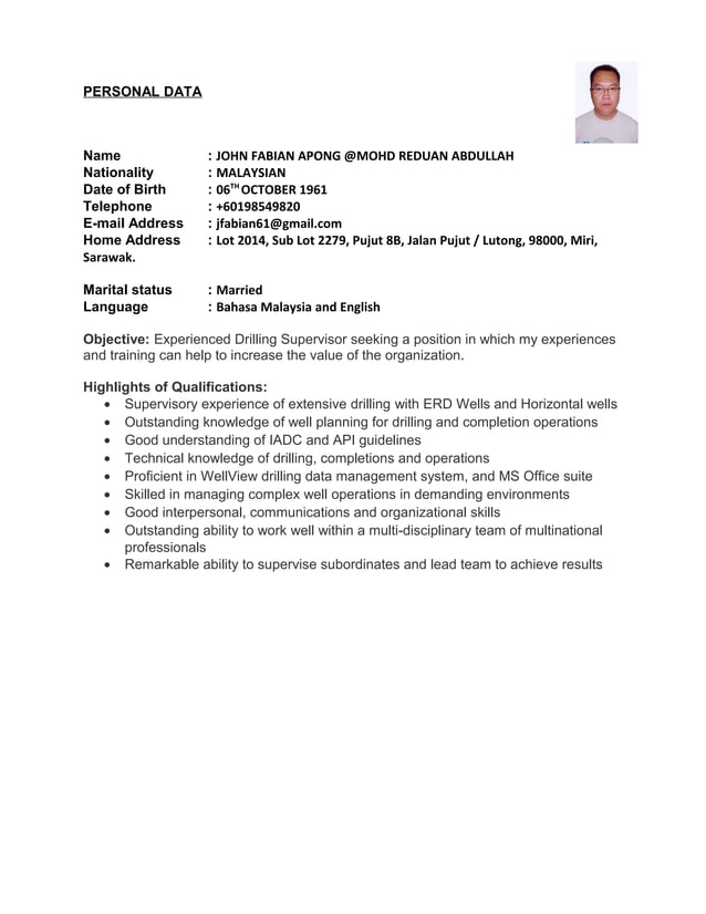 PERSONAL DATA John Fabian | DOC