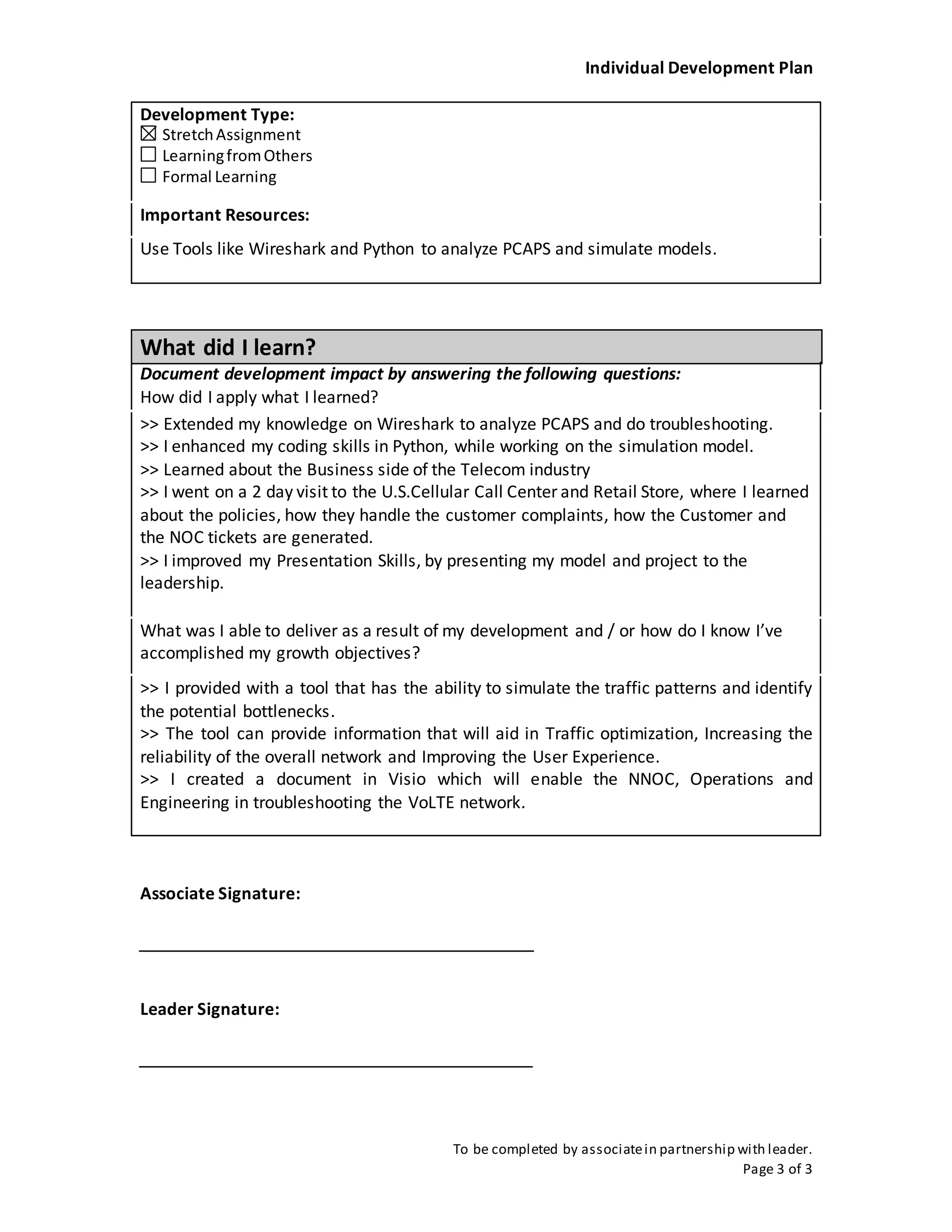 Individual Developmen Plan (IDP) Form | DOCX | Telecommunications ...