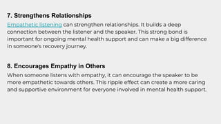 20 Benefits of Empathetic Listening in Mental Health Support | PDF