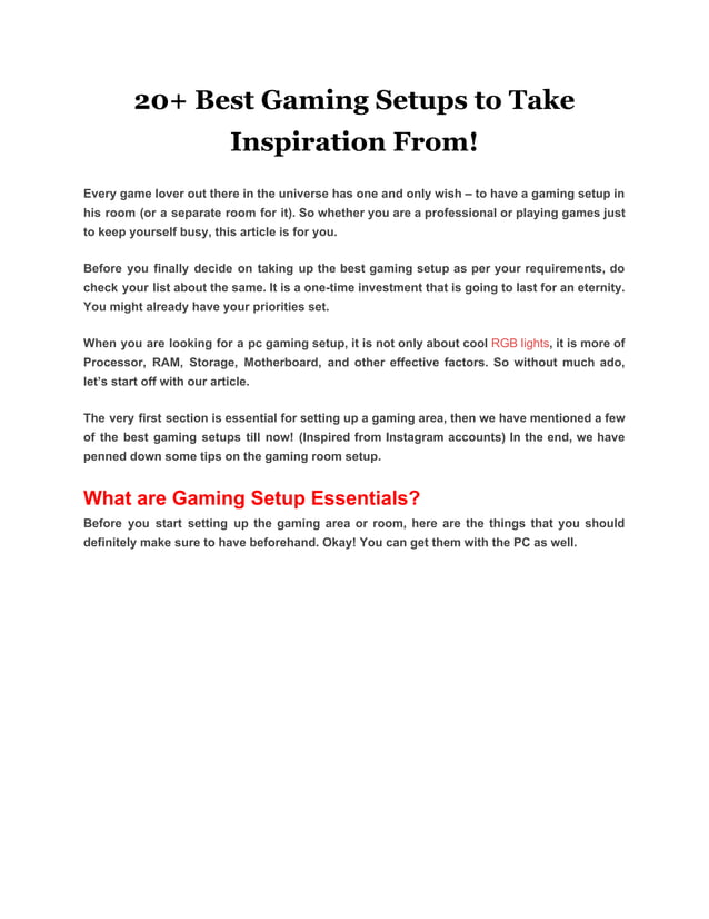 20+ best gaming setups to take inspiration from | PDF