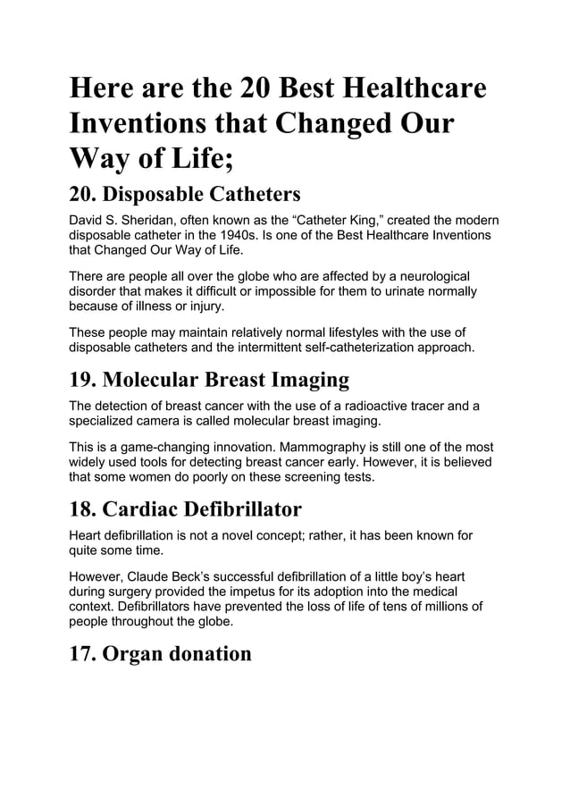 20 Best Healthcare Inventions that Changed Our Way of Life.pdf | Heart ...