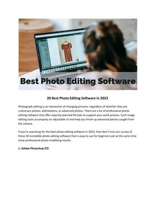 20 Best Photo Editing Software in 2023 and | PDF