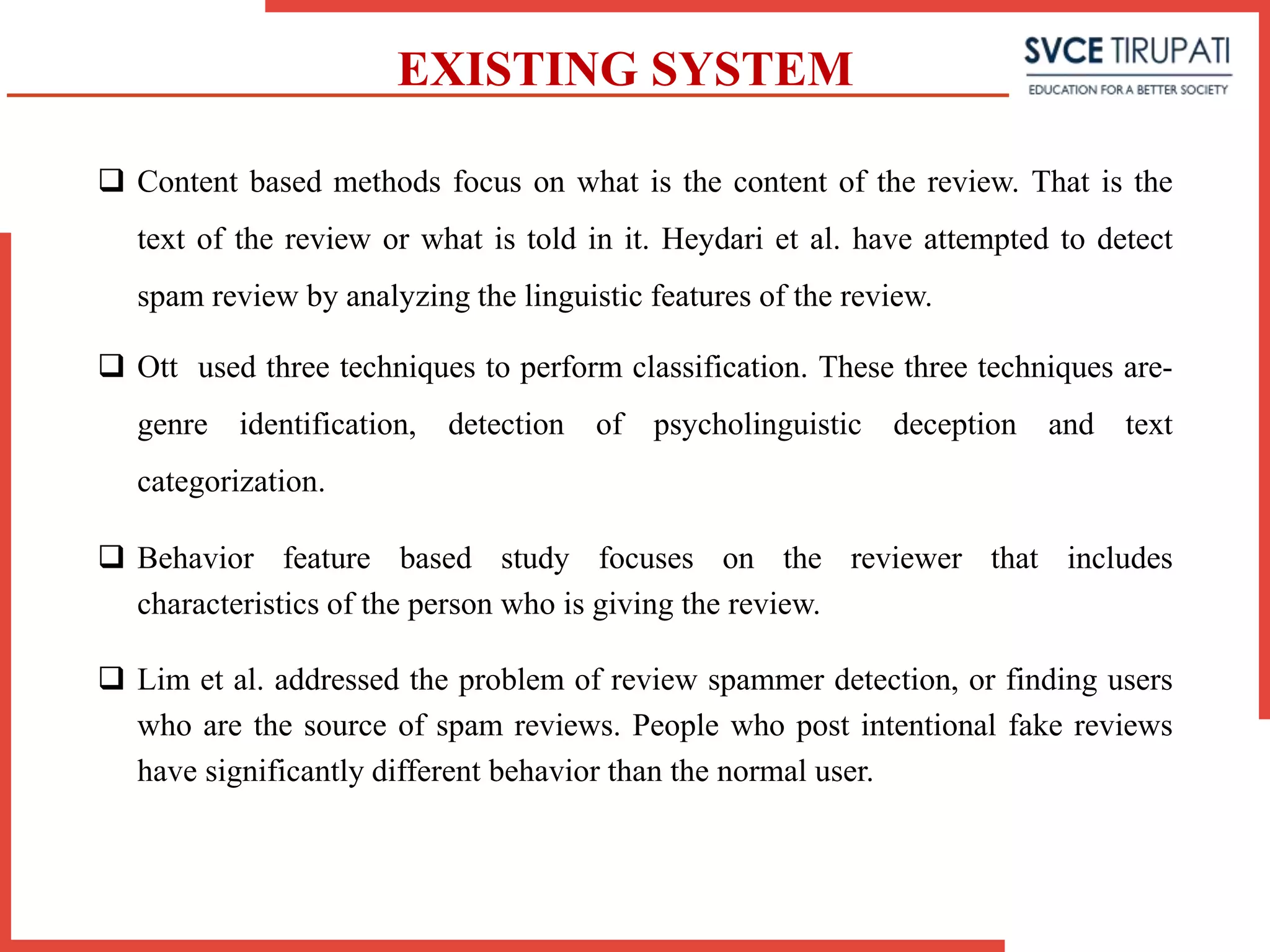 Detection of Fake reviews | PPTX