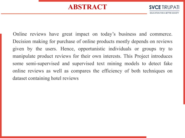 Detection of Fake reviews | PPTX