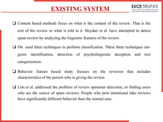 Detection of Fake reviews | PPTX